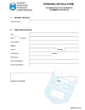 Fillable Online PERSONAL DETAILS FORM - SASC Fax Email Print - pdfFiller