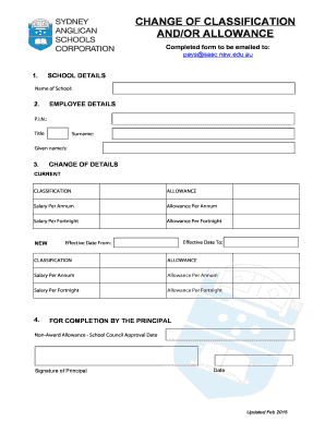 Fillable Online CHANGE OF CLASSIFICATION Fax Email Print - pdfFiller