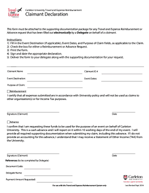 Fillable Online Claimant bDeclarationb - Carleton University Fax Email Print - pdfFiller