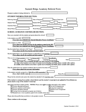 Fillable Online sra lsr7 Summit Ridge Academy Referral Form Fax Email ...