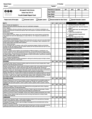 Fillable Online Fourth Grade Report Card Fax Email Print - pdfFiller