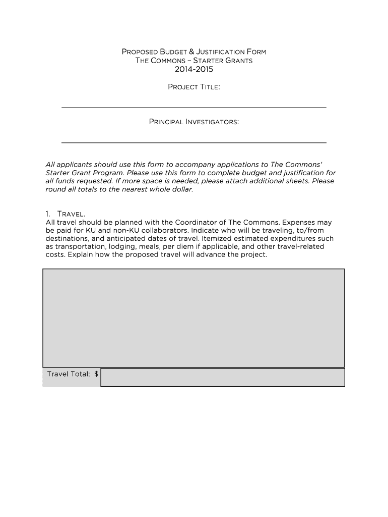 Fillable Online thecommons ku Interdisciplinary Starter Grants - The ...
