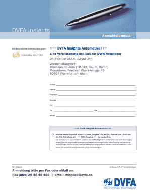 Ausfüllbar Online dvfa DVFA Insights Fax Email Drucken - pdfFiller