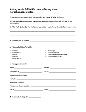 Fillable Online sgsm SGSM Antragsformular Forschungspreis 2013 Fax ...