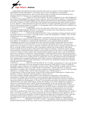Fillable Online Passenger assumption of risk, waiver, release of ...