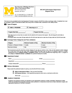 Fillable Online J-1 Form DS-2019 bRequestb DeptFaculty - University of ...