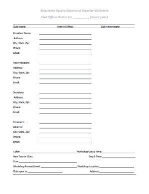 Fillable Online asdsc ASDSC Club Officer Form Fax Email Print - pdfFiller