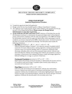 Fillable Online Final Plan Review Application - Vail Resorts Design ...