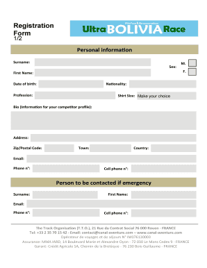 Fillable Online Ultra BOLIVIA Race 2016 - Registration Form.pptx Fax ...