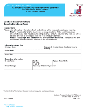 Fillable Online southernresearch Hartford Life & Accident Insurance ...