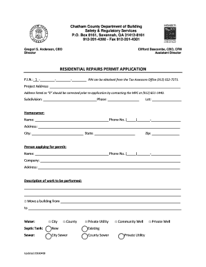 Fillable Online RESIDENTIAL REPAIRS PERMIT APPLICATION Fax Email Print ...