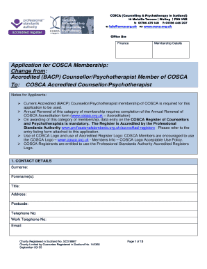 Fillable Online cosca org Accredited (BACP) Counsellor/Psychotherapist ...