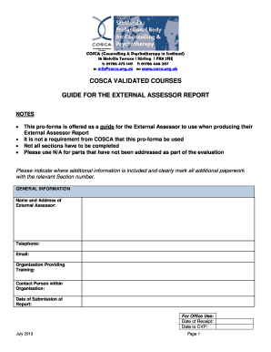 Fillable Online cosca org COSCA VALIDATED COURSES GUIDE FOR THE ...