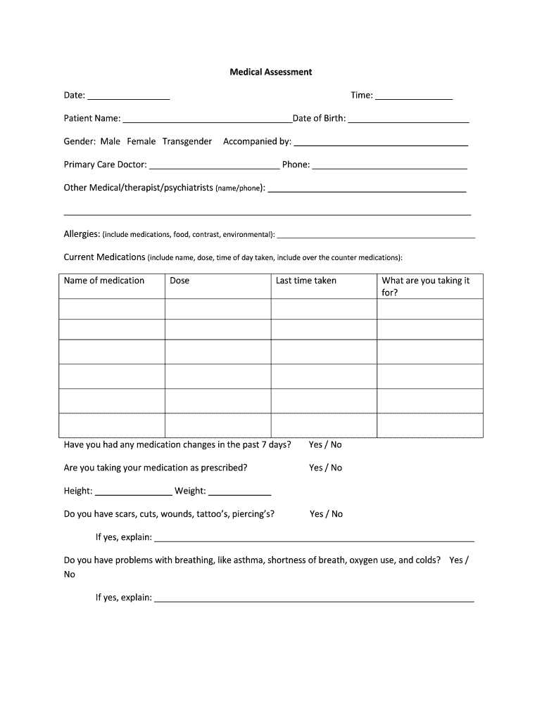 Fillable Online Dominion Hospital - Medical Assessment Dominion ...