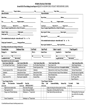 Fillable Online Pending transaction form - Weichert Realtors Acclaim ...