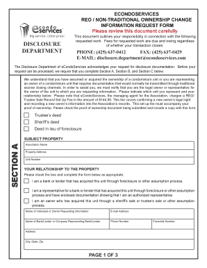Fillable Online REO Information Request Form eCondo REO ...