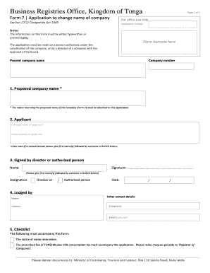 Fillable Online businessregistries gov Form 7 - Application to change ...