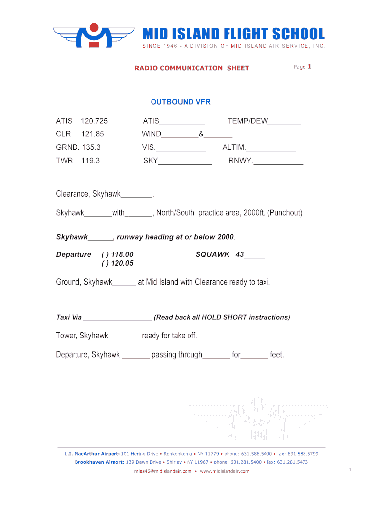 Fillable Online Download Printable RADIO COMMUNICATIONS SHEET Fax Email ...