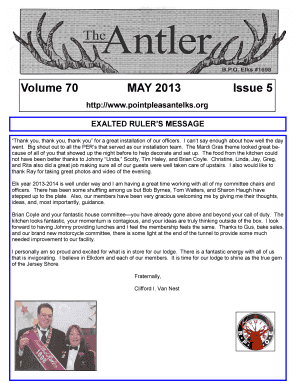 Fillable Online pointpleasantelks org EXALTED RULERS MESSAGE Thank you ...