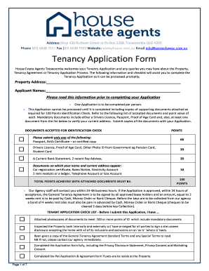 Fillable Online Tenancy Application Form - House Estate Agents Fax ...