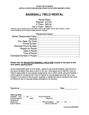Fillable Online Baseball Field Rental Form Fax Email Print - pdfFiller