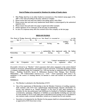 Fillable Online This Pledge deed has to be either franked or executed ...