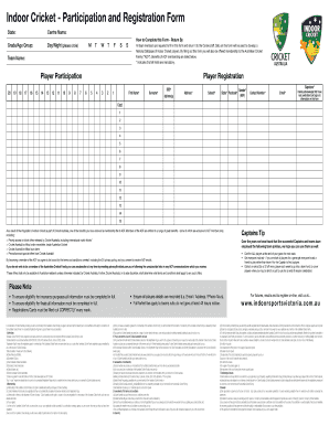 Fillable Online Indoor Cricket Registration Form - Indoor Sports ...