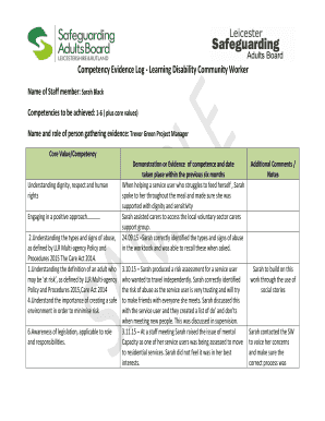 Fillable Online lrsb org Competency Evidence Log - Learning Disability ...