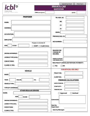 Fillable Online Motor Quotation - ICBL Fax Email Print - pdfFiller