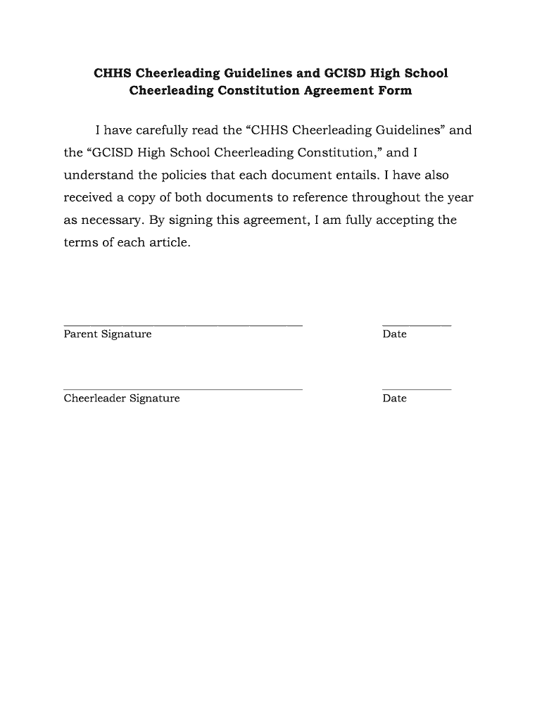 Fillable Online CHHS Cheerleading Guidelines and GCISD High School ...