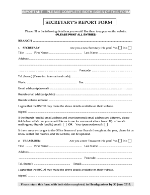 Fillable Online rscds-swws SECRETARYS REPORT FORM - brscdsb-bswwsbborgb ...
