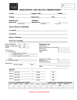 Fillable Online ccsf Requisition and Travel Order bFormb Fax Email ...