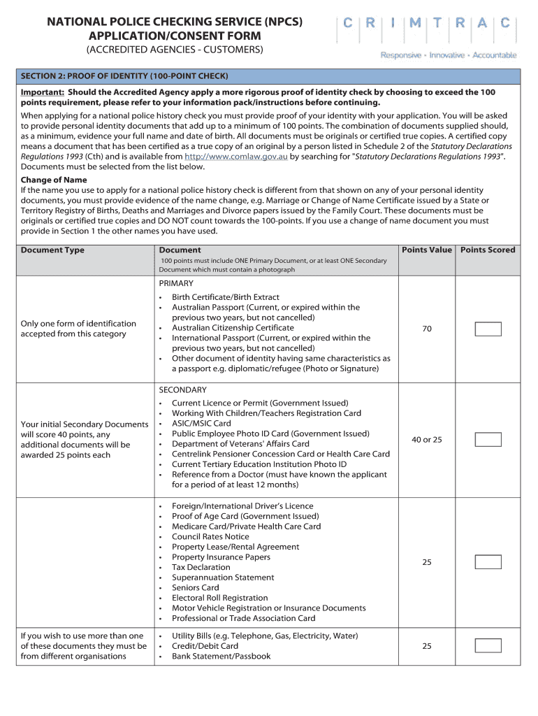 Fillable Online kidsguardian nsw gov NATIONAL POLICE CHECKING SERVICE ...