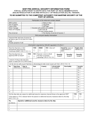 Fillable Online SHIP PRE-ARRIVAL SECURITY INFORMATION FORM FOR ALL ...