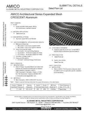 Fillable Online AMICO Architectural Series Expanded Mesh CRESCENT ...