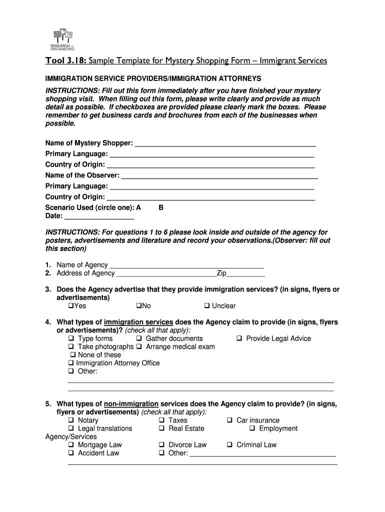 Fillable Online researchfororganizing Tool 318 Sample Template for ...