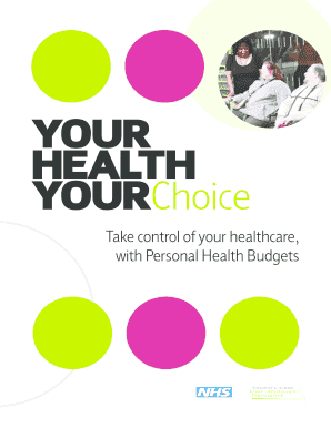 Fillable Online personalhealthbudgets england nhs YOUR HEALTH ...