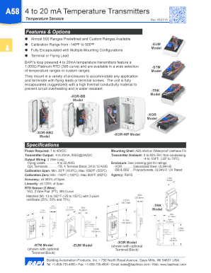Fillable Online Temperature Transmitters Datasheet with Pricing - Bapi Fax Email Print - pdfFiller