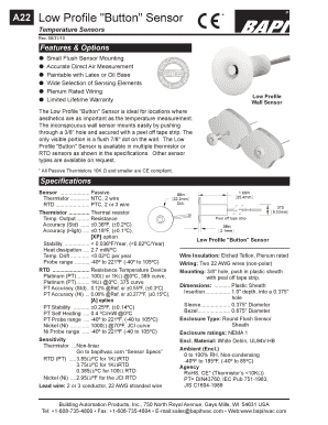 Fillable Online Button Datasheet with Pricing (Temp) - Bapi Fax Email Print - pdfFiller