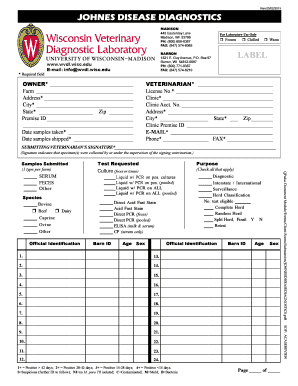 Fillable Online wvdl wisc LABEL JOHNES DISEASE DIAGNOSTICS - wvdl wisc ...