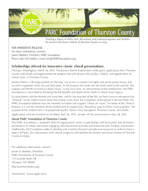 Fillable Online parcfoundation Download the Jocelyn Dohm Endowment ...