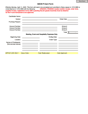 Fillable Online gdcb iastate BGDCBb P-Card Form Fax Email Print - pdfFiller