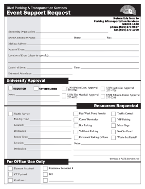 Fillable Online pats unm Event Support Request Form - University of New ...
