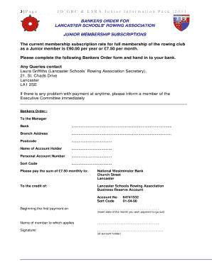 Fillable Online TEMPLATE 5 JUNIOR MEMBERSHIP FORM - Lancaster Rowing ...