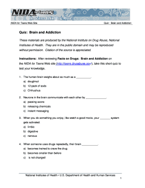 Fillable Online Quiz: Brain and Addiction Fax Email Print - pdfFiller