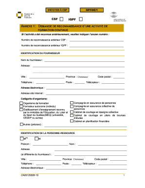 Remplissable En Ligne NNEXE 1 EMANDE DE RECONNAISSANCE D FORMATION ...