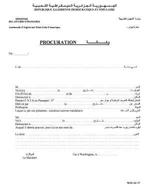 Remplissable En Ligne PROCURATION.doc Fax Email Imprimer - pdfFiller
