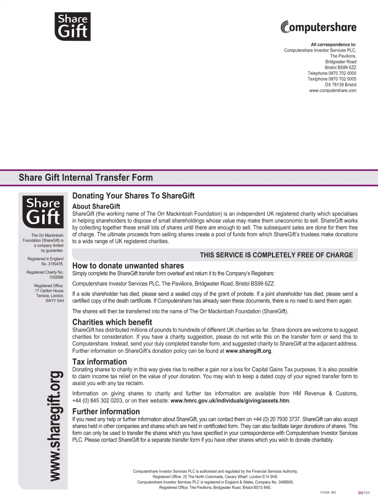 Fillable Online sharegift Share Gift Internal Transfer Form Fax Email ...