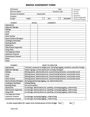 Fillable Online Bridge Assesment Form - bsnowmobilersnsbbcomb Fax Email ...