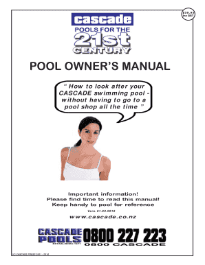 Fillable Online POOL OWNERS MANUAL - bCascadeb Swimming Pools Fax Email ...